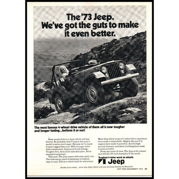 Jeep | Art | 973 Jeep Wrangler Vintage Print Ad Offroad Mountain ...